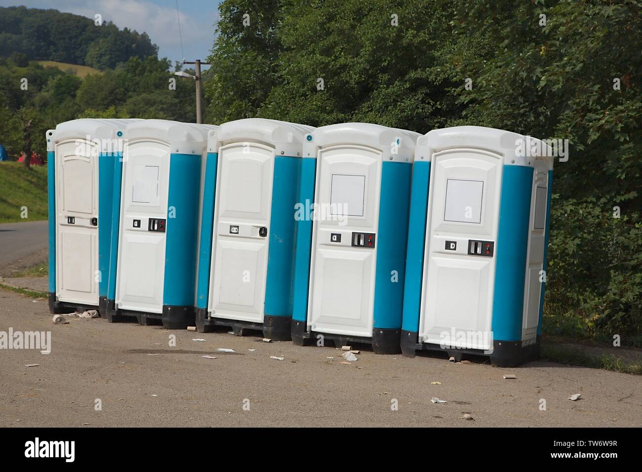 Toilets installed at a public event Stock Photo - Alamy