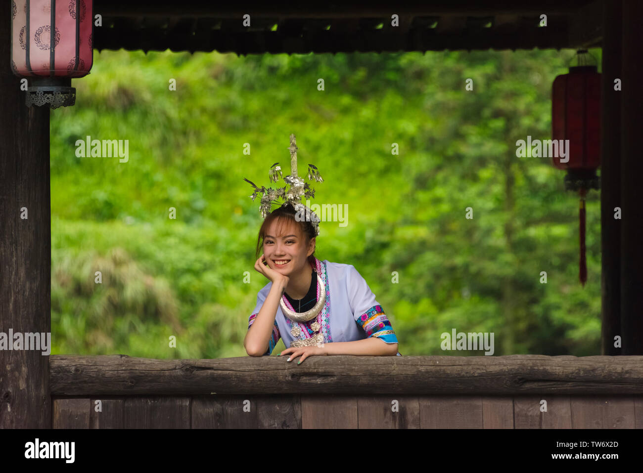 Dong girl in traditional clothing, Hunan Province, China Stock Photo ...