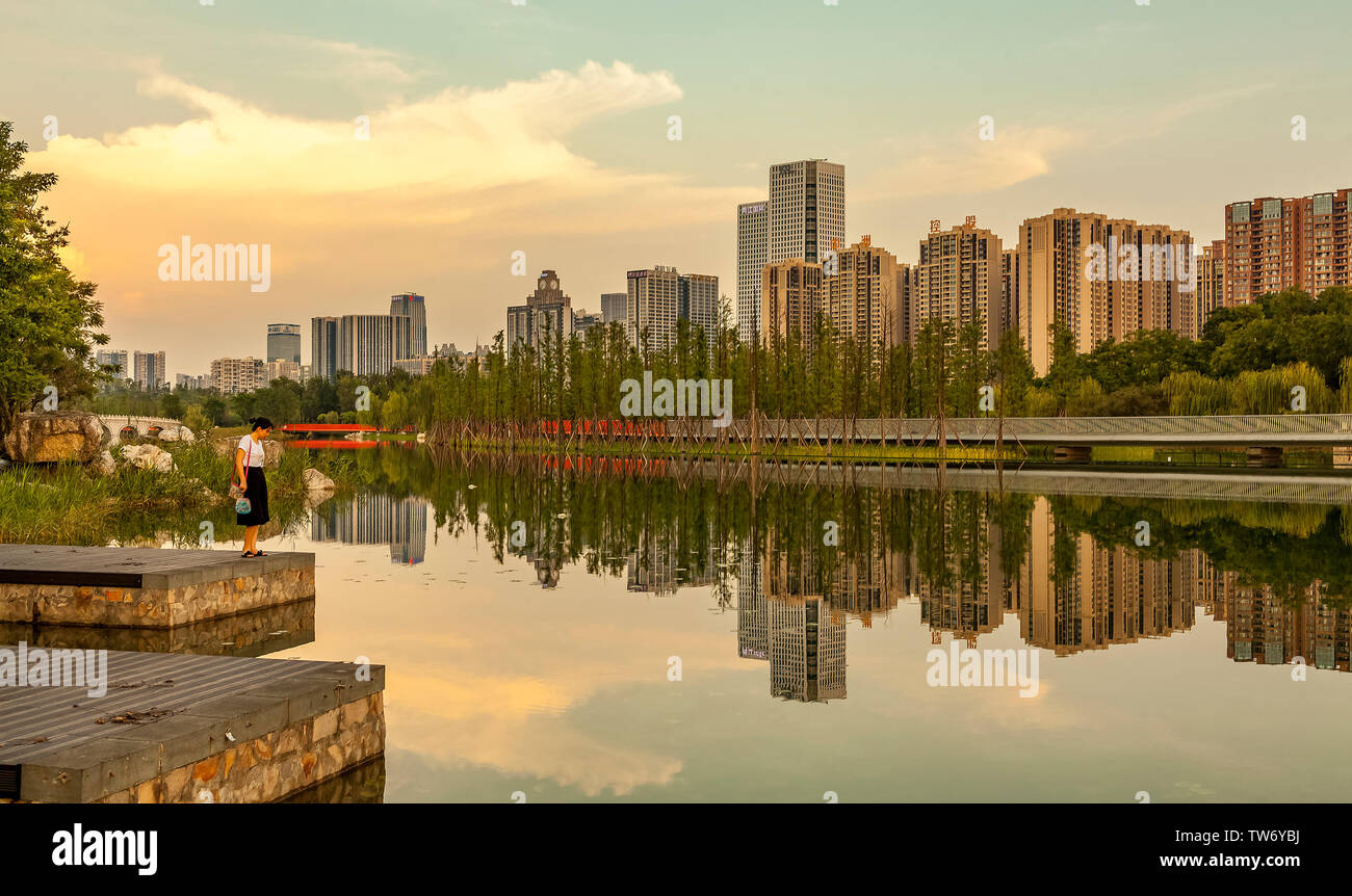 The sunset of Jincheng Lake Stock Photo - Alamy