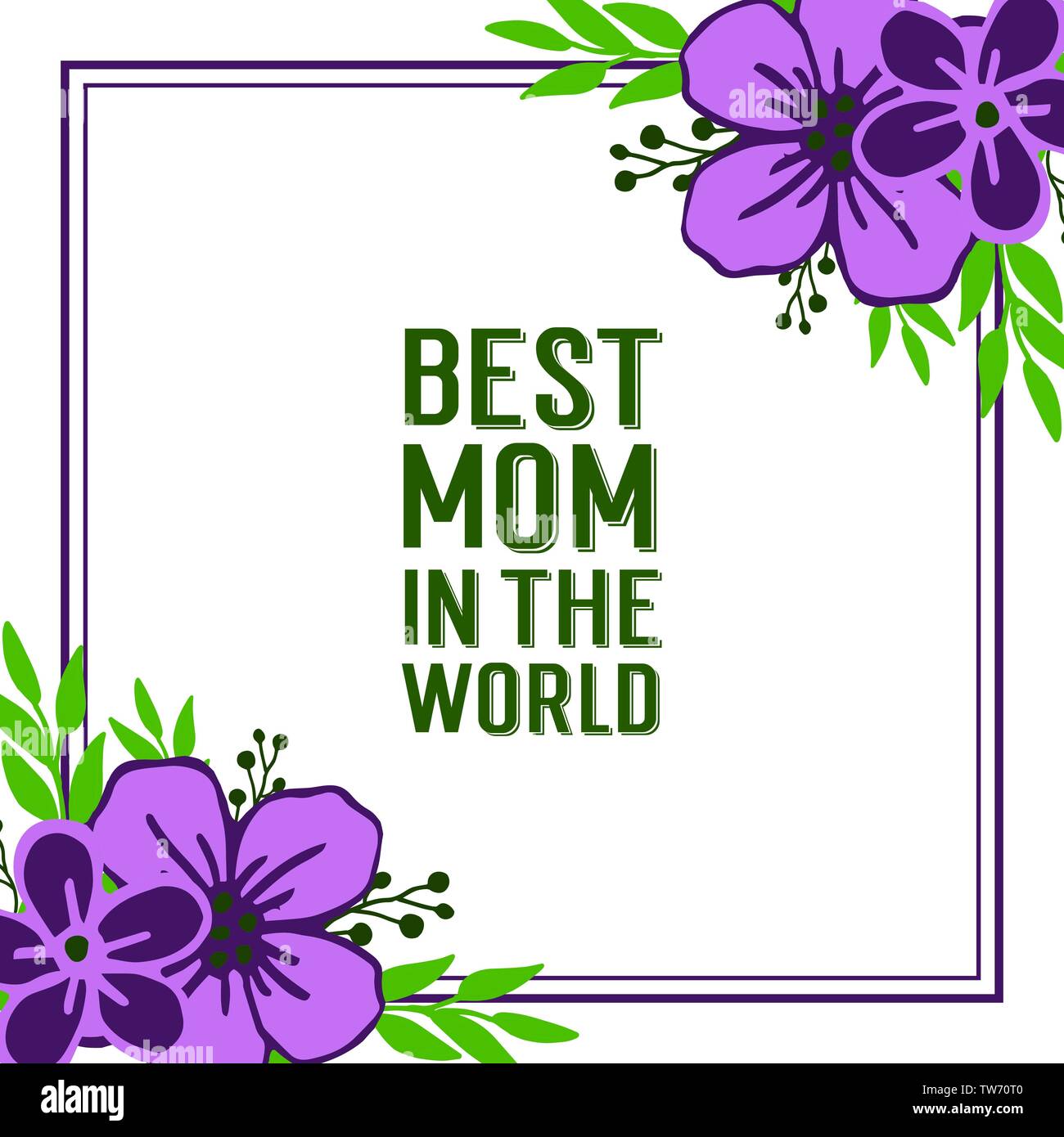 Vector illustration various beauty purple flower frame with banner of ...