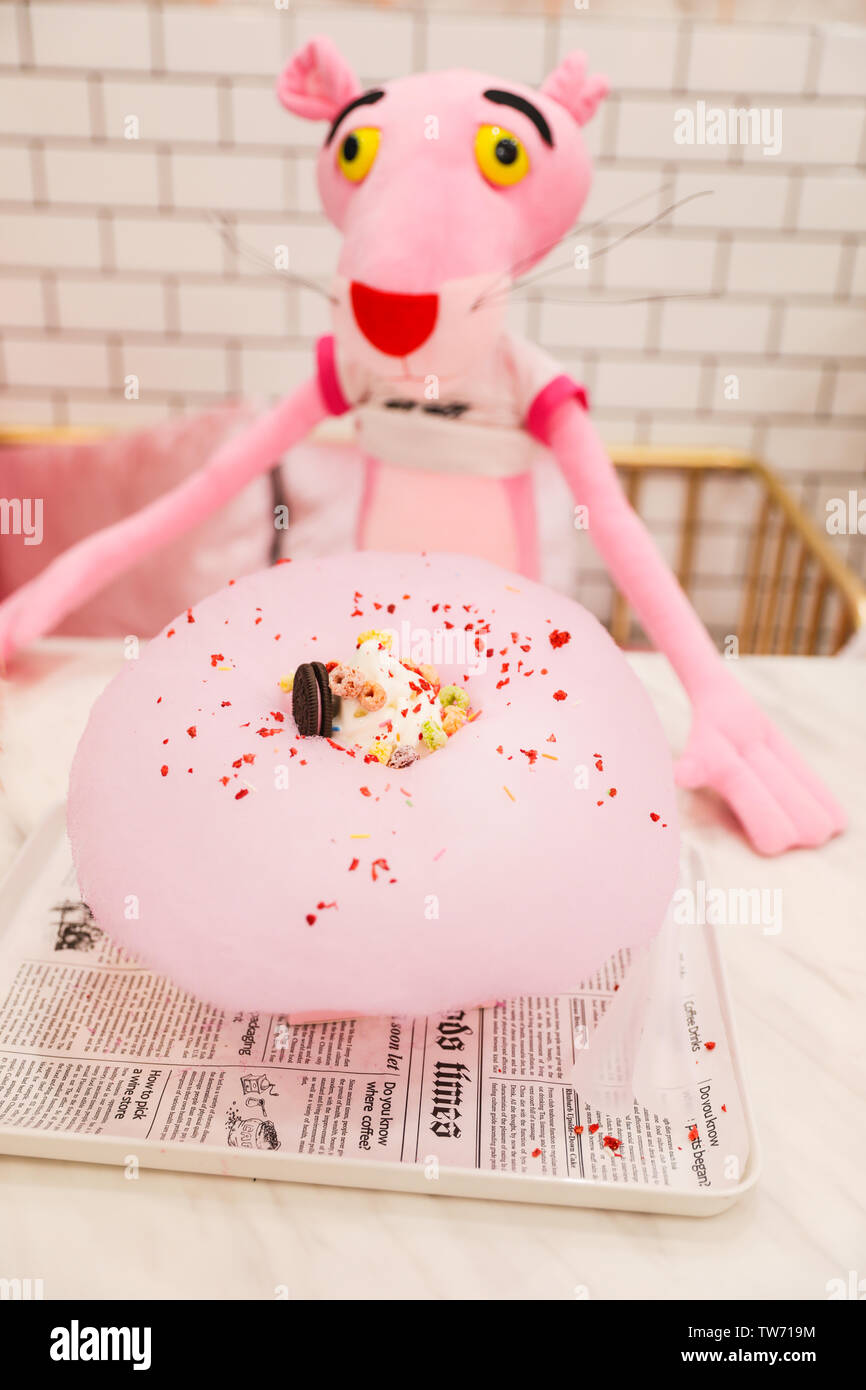 Pink Dairy Tea House Stock Photo - Alamy