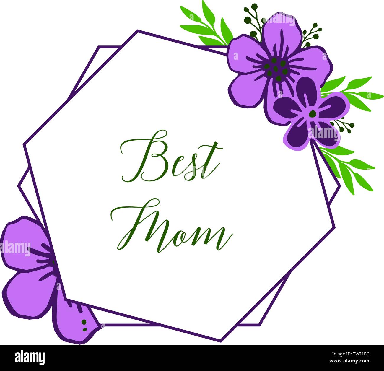 Vector illustration various beauty purple flower frame with banner of ...