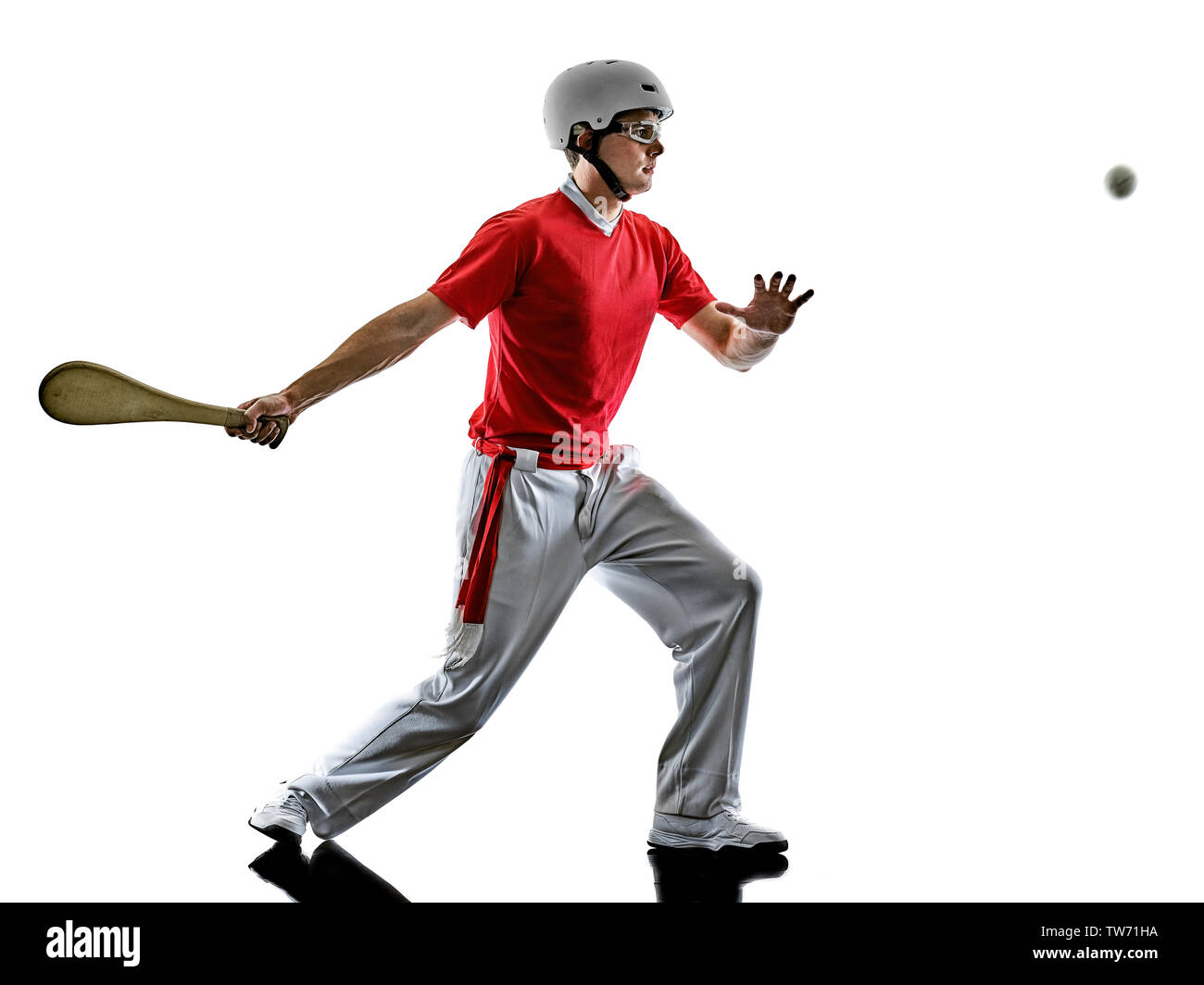 one caucasian Jai alai Basque pelota Cesta Punta player man isolated on ...