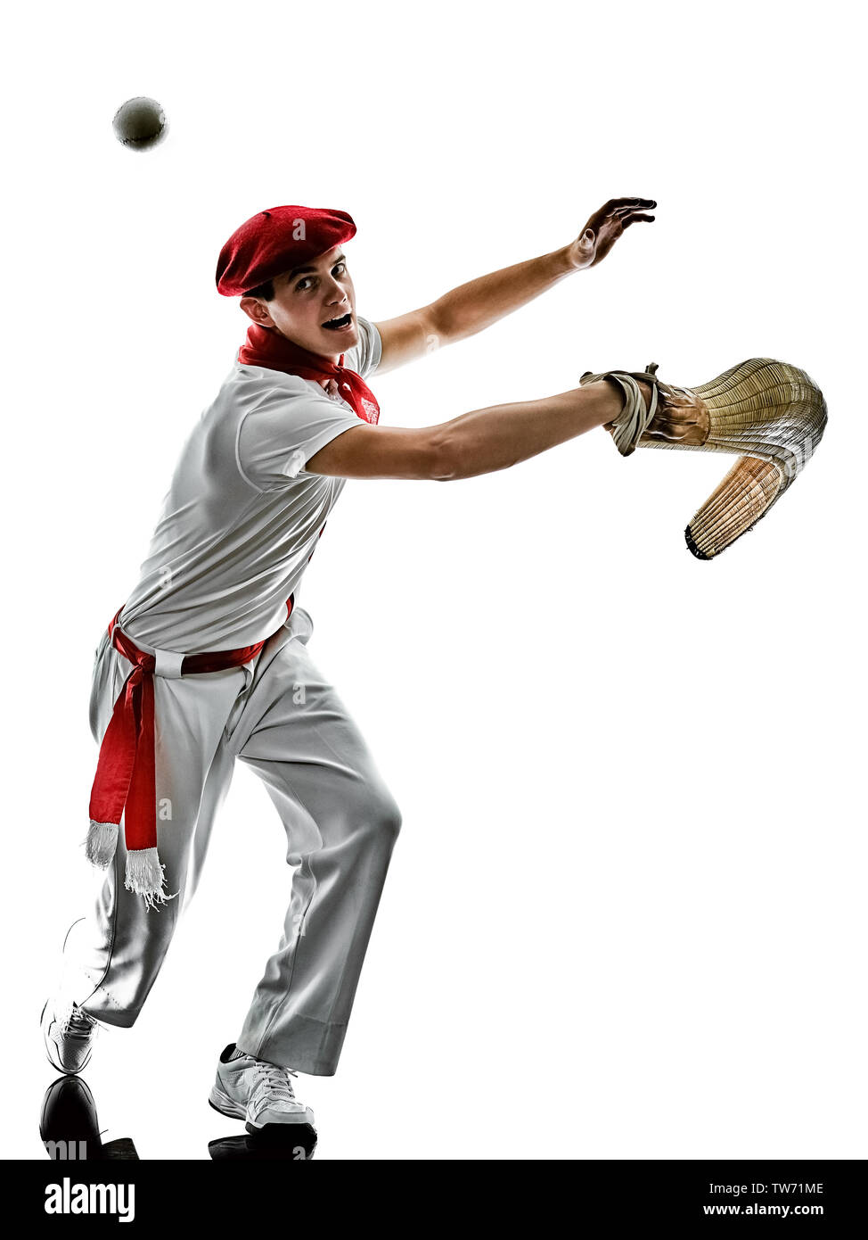one caucasian Jai alai Basque pelota Cesta Punta player man isolated on ...