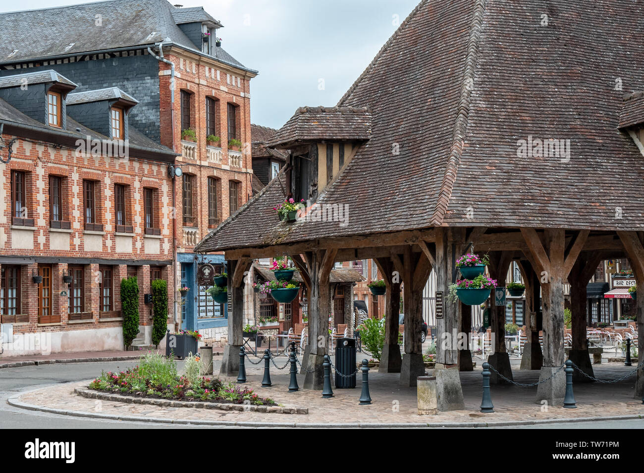 Lyons La Forêt - June 3, 2019: buildings and streets of the medieval ...