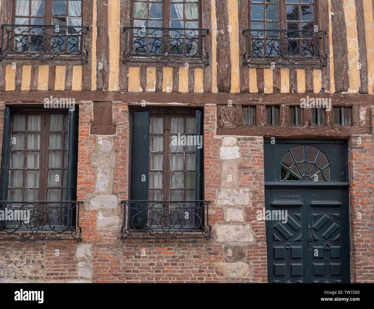 Typical building facade from Normandy, France Stock Photo - Alamy