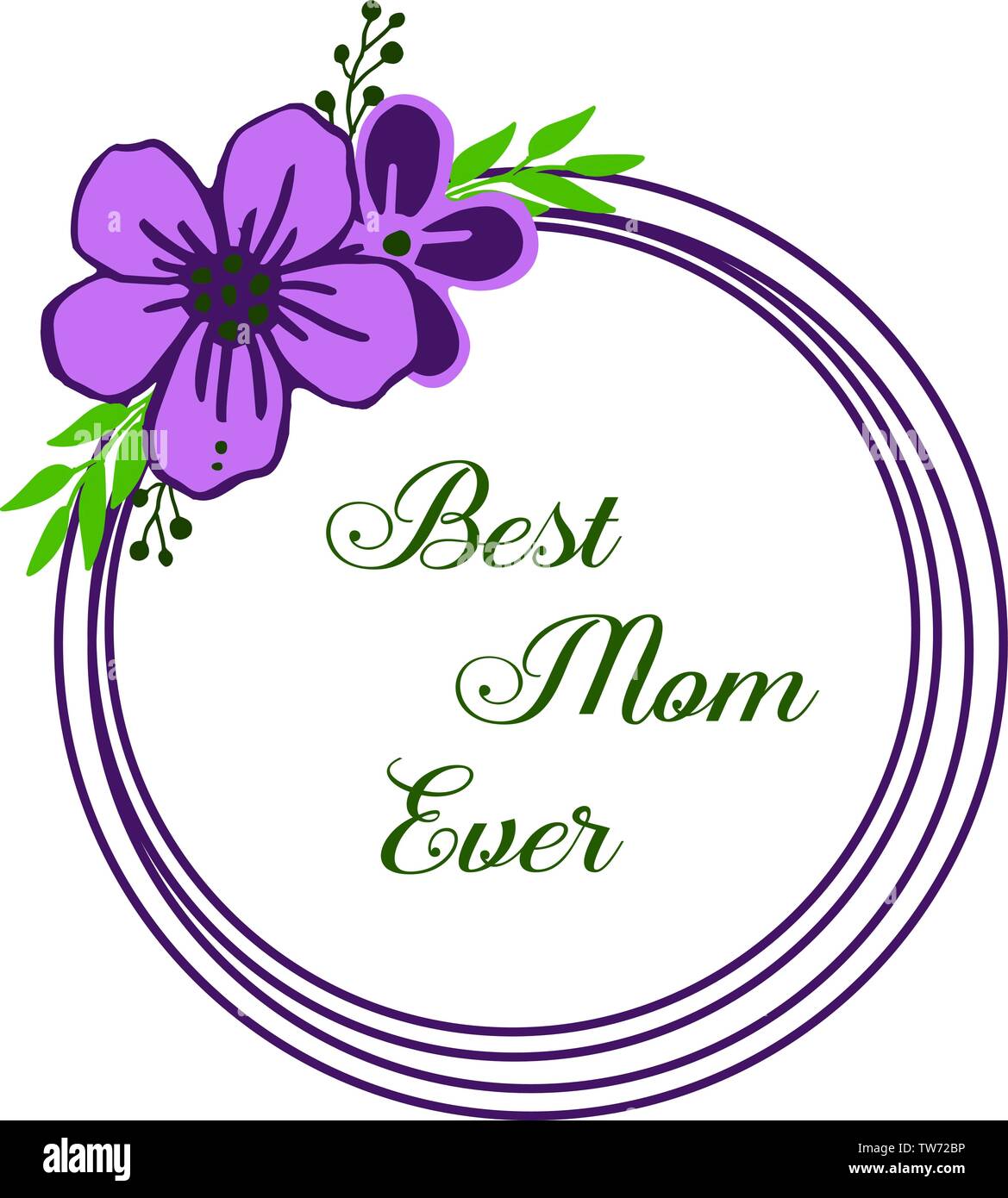 Vector illustration crowd purple wreath frame for writing best mom hand ...