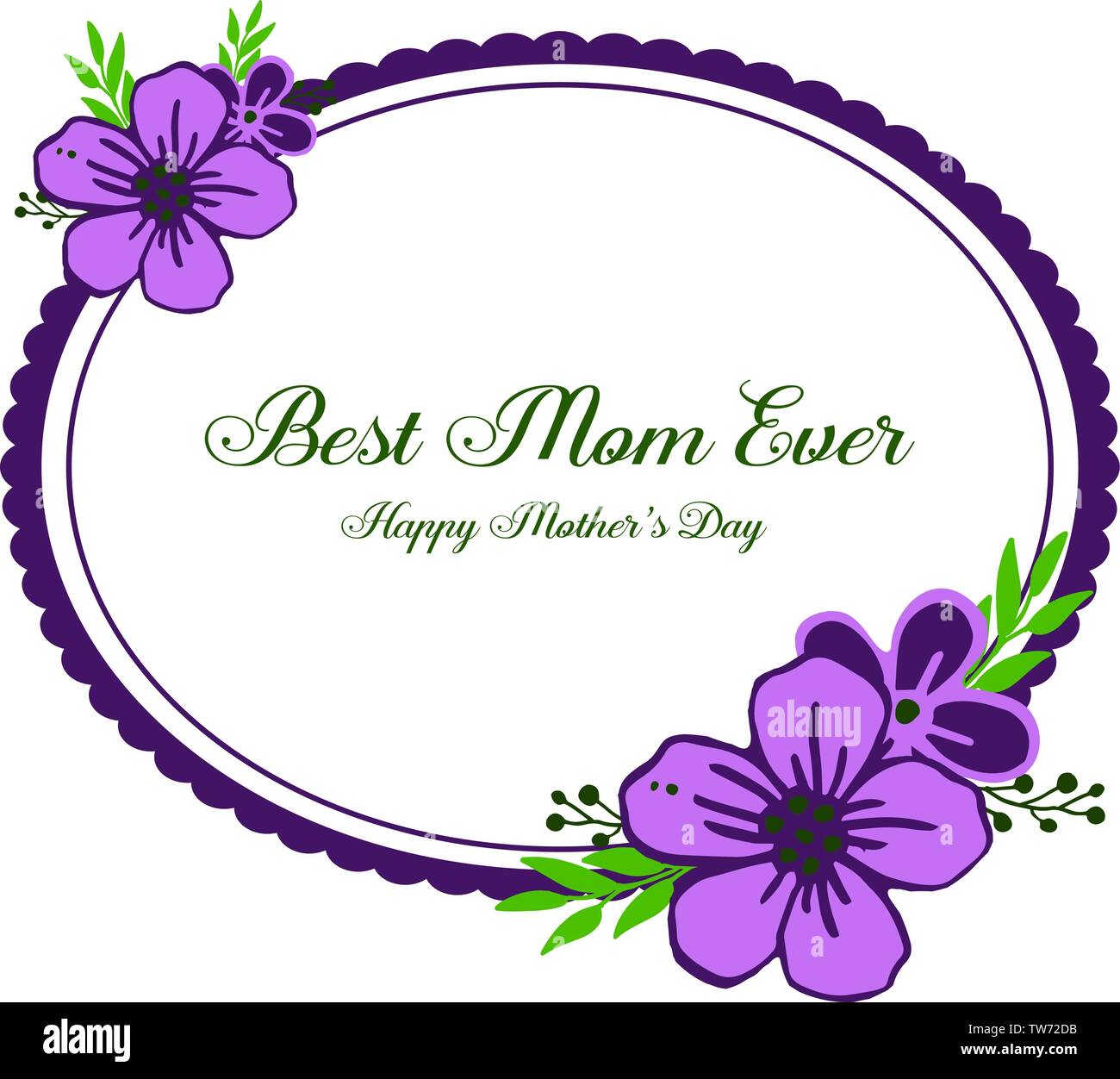 Vector illustration crowd purple wreath frame for writing best mom hand ...