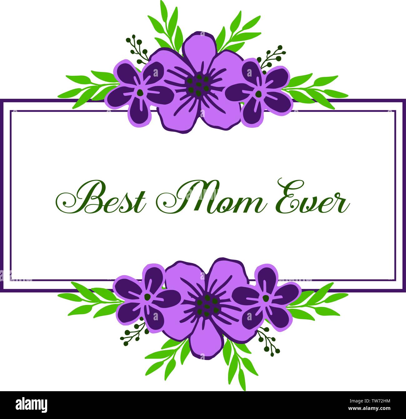 Vector illustration crowd purple wreath frame for writing best mom hand ...