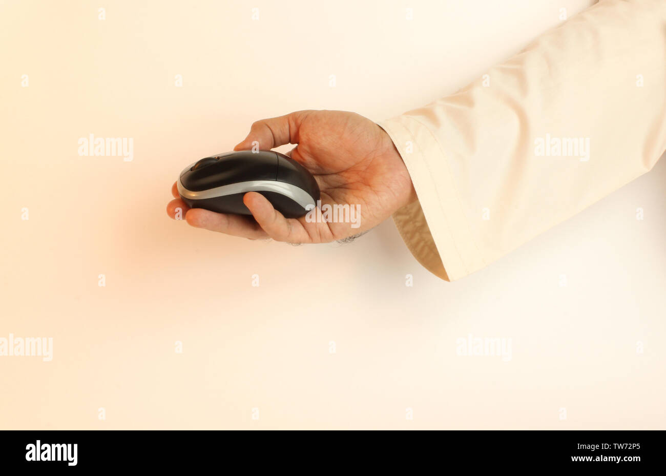 Arab Man wearing kandura Hand gesture series mouse computer technology ...