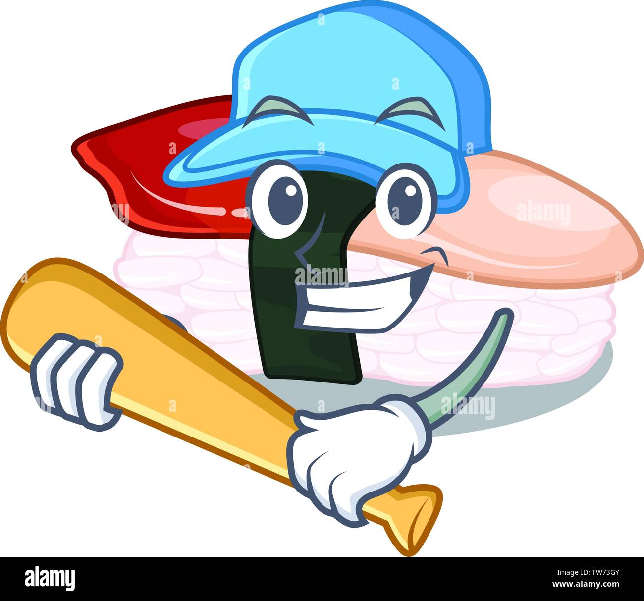 Playing baseball hokkigai sushi isolated in the character Stock Vector ...