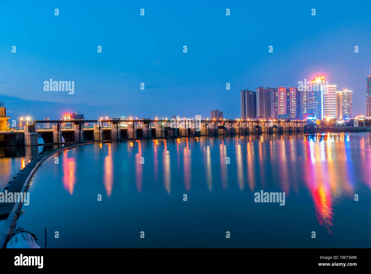 Night view of the Xiangjiang River Stock Photo - Alamy