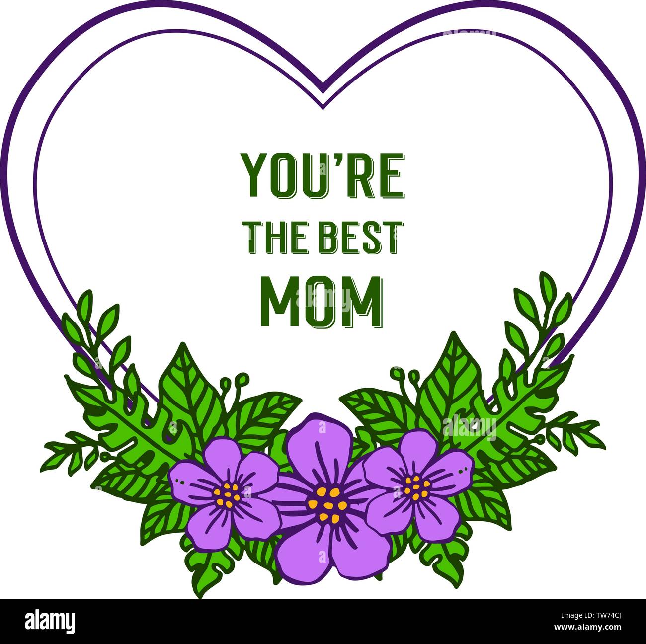 Vector illustration various purple wreath frames bloom for lettering of ...