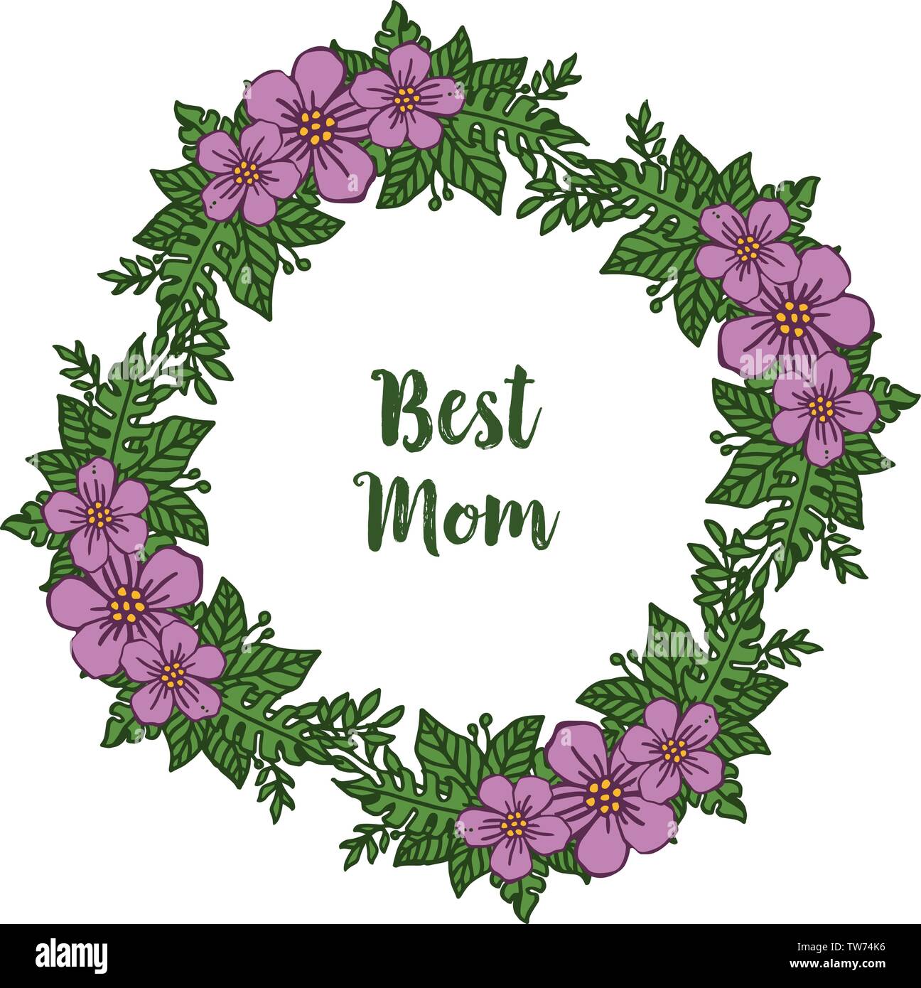Vector illustration various purple wreath frames bloom for lettering of ...