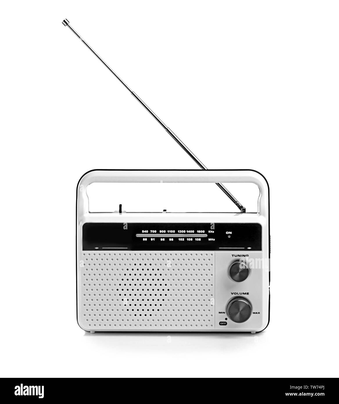 Radio receiver on white background Stock Photo - Alamy