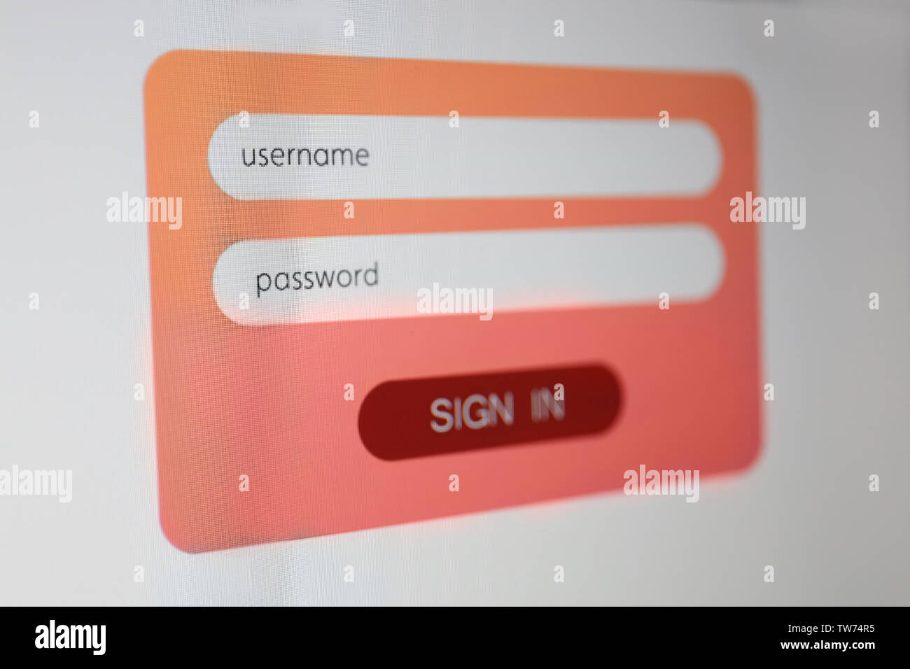 Login and password on monitor screen Stock Photo - Alamy