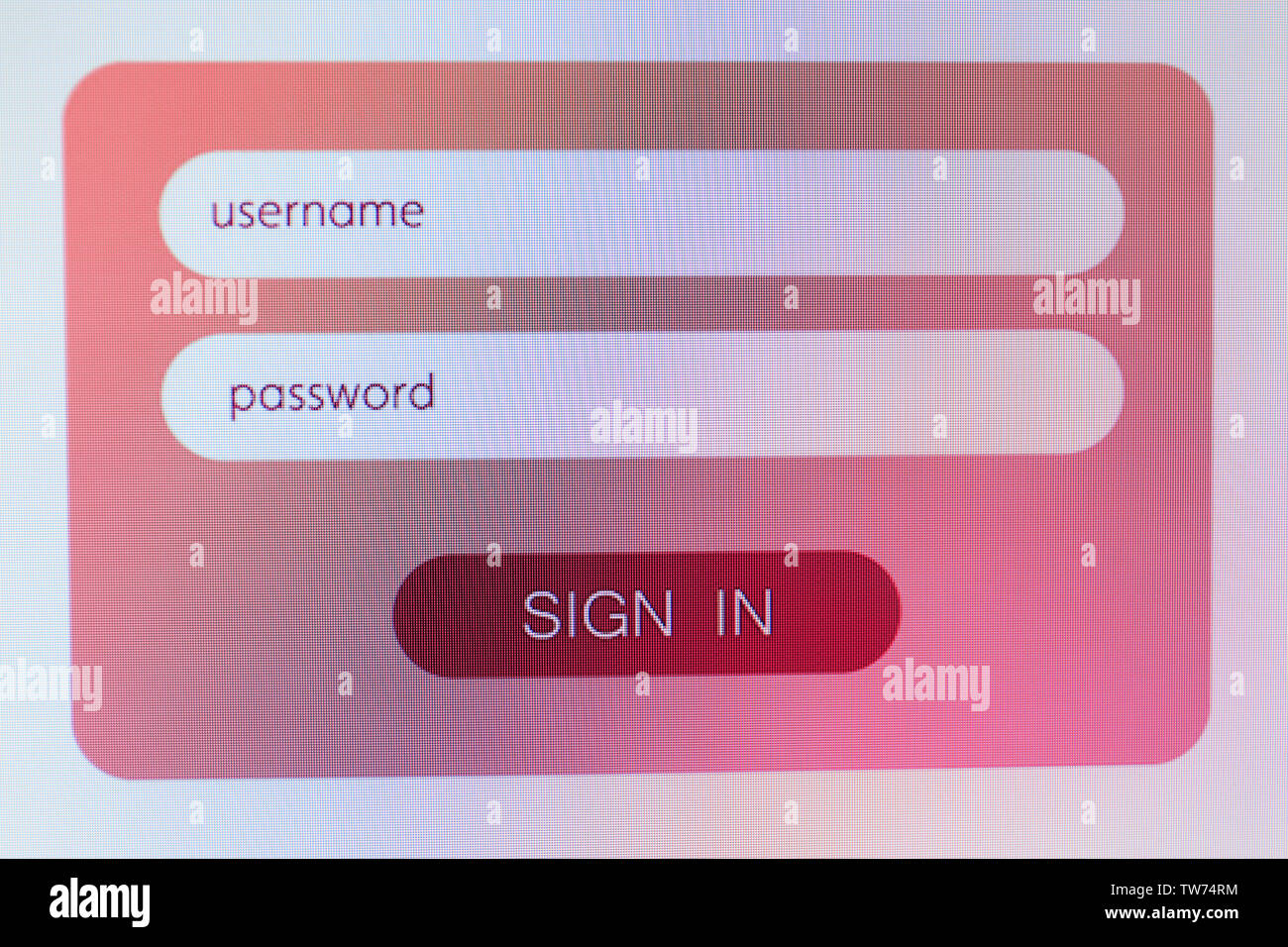 Login and password on monitor screen Stock Photo - Alamy