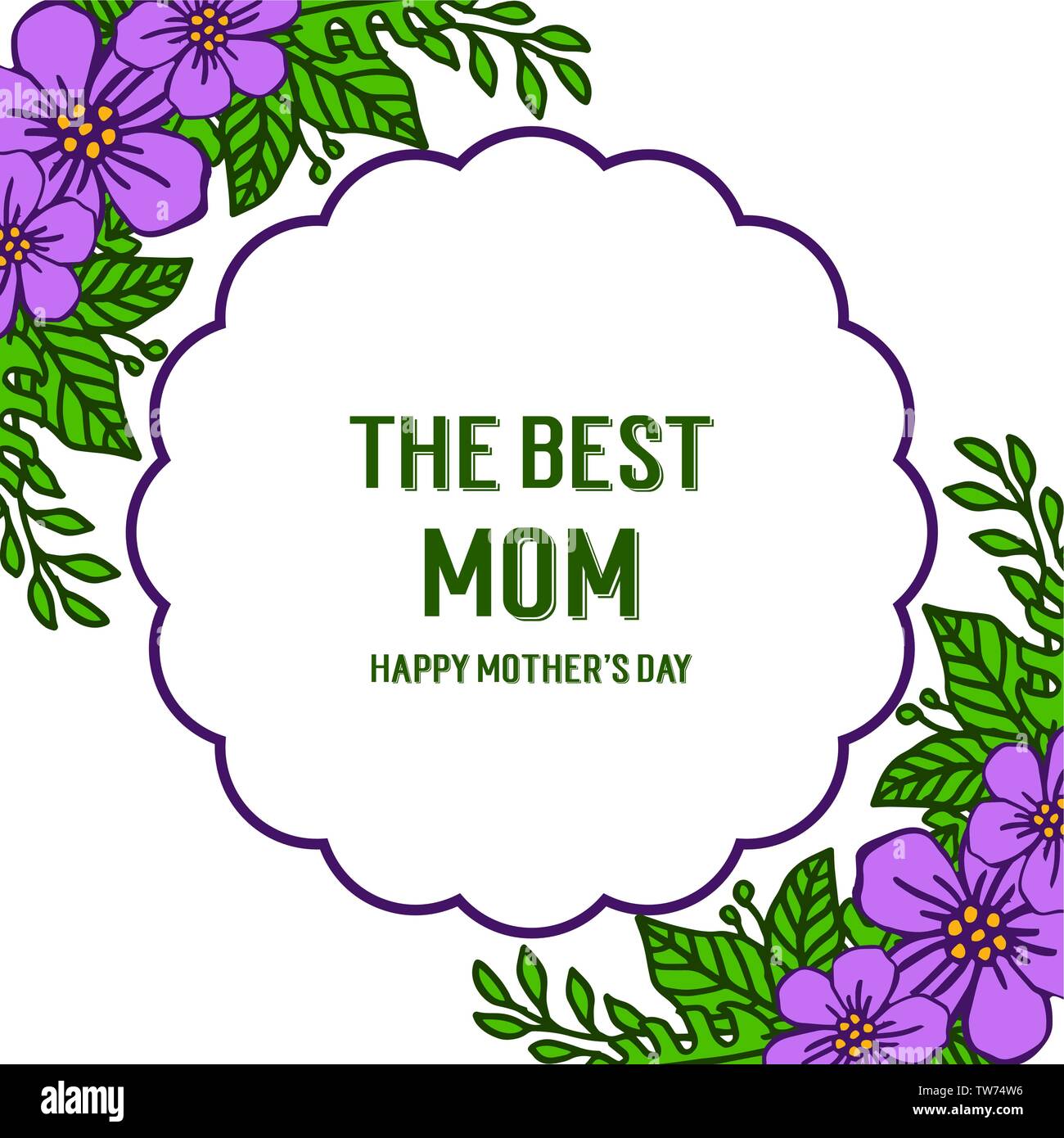 Vector illustration various purple wreath frames bloom for lettering of ...