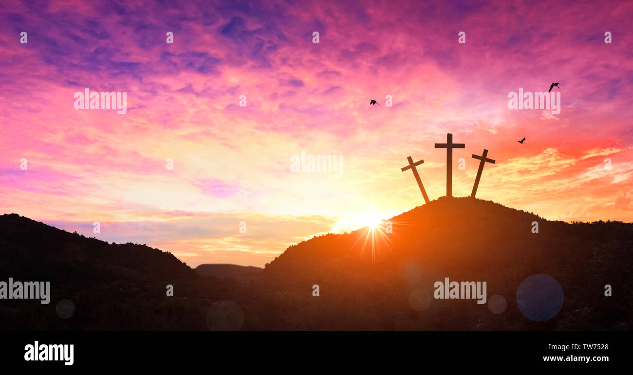 Cross on the background of sunset Stock Photo - Alamy