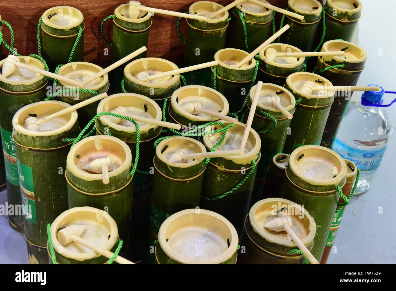 Bamboo barrel wine Stock Photo - Alamy
