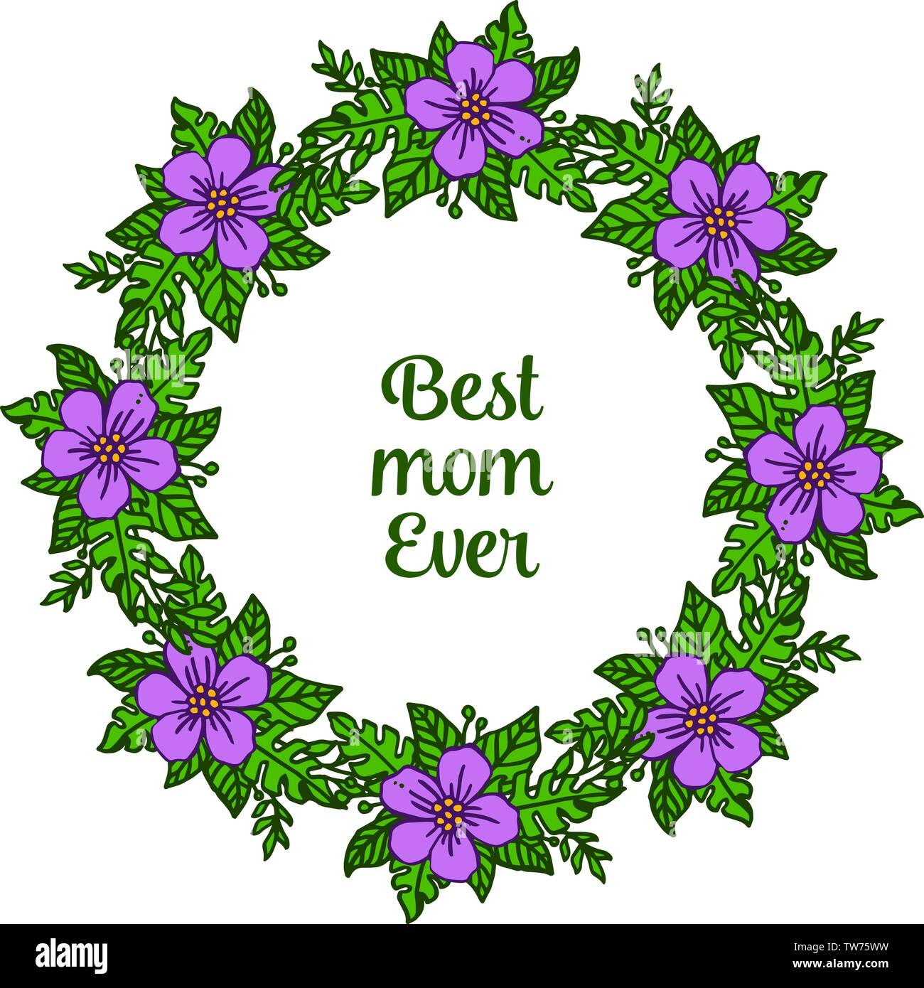 Vector illustration decor of card best mom with various art purple ...
