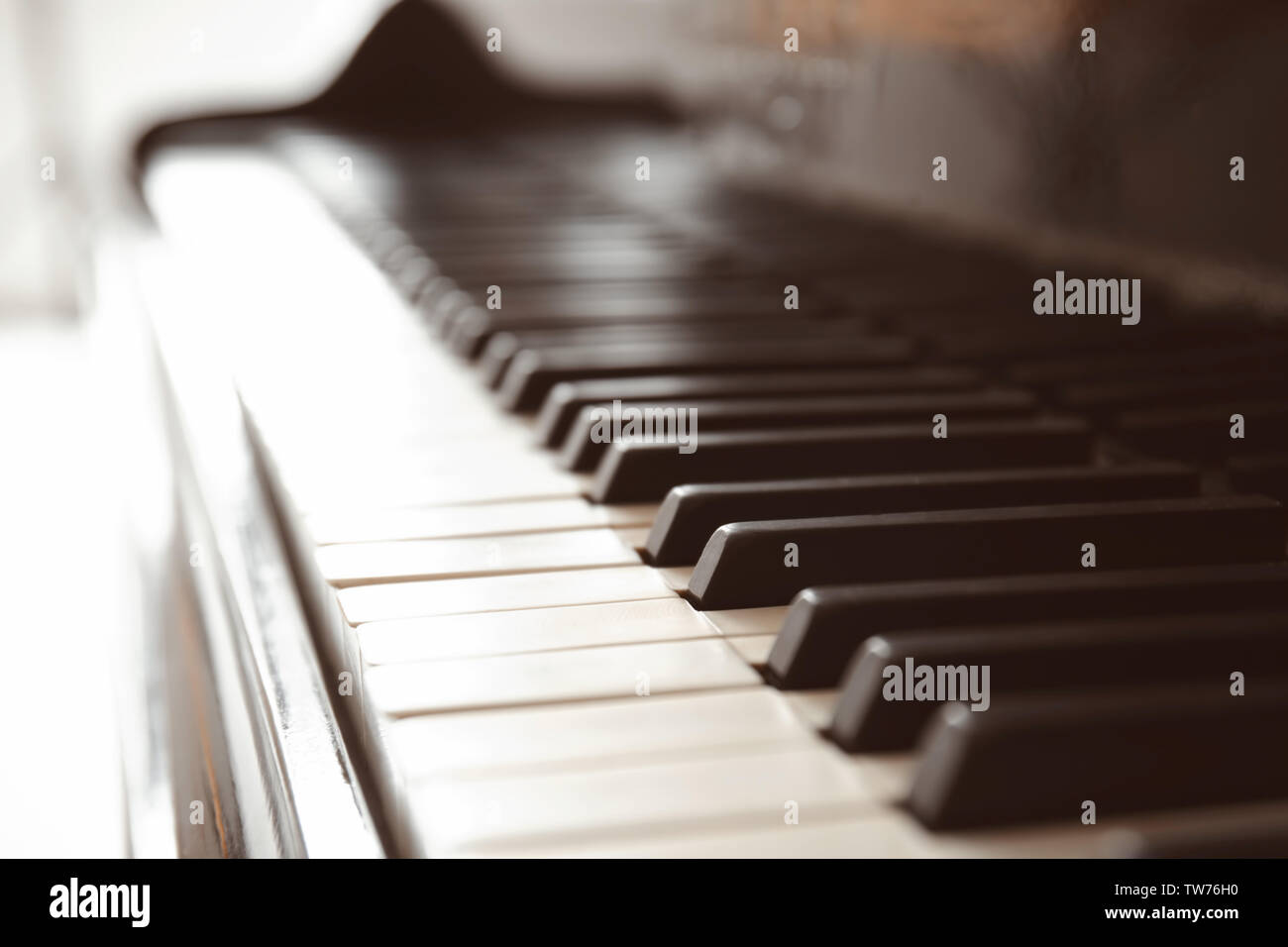 Grand piano keys, closeup Stock Photo - Alamy