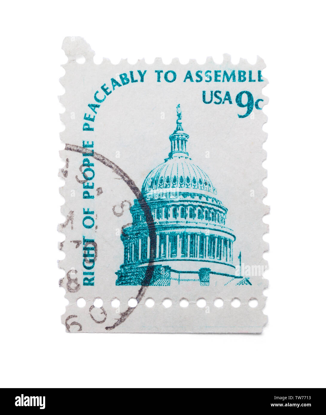 Old USA Capital Building Stamp Isolated on White Stock Photo - Alamy