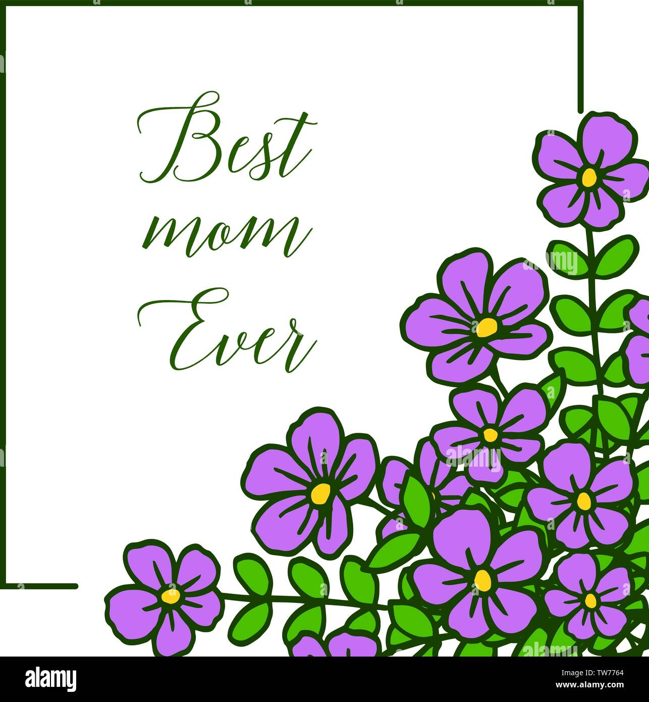 Vector illustration various texture purple flower frame for style card ...