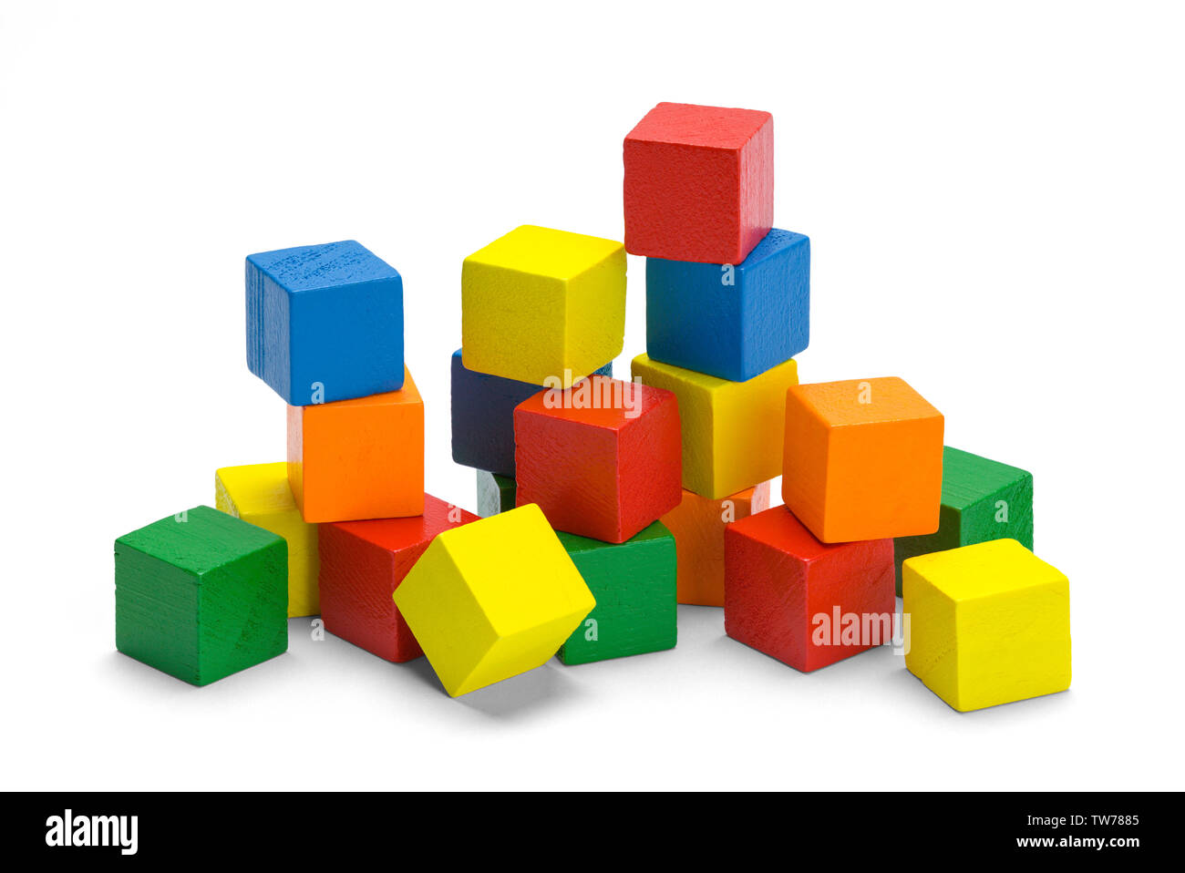 Pile of Wood Sguare Blocks Isolated on White Background Stock Photo - Alamy