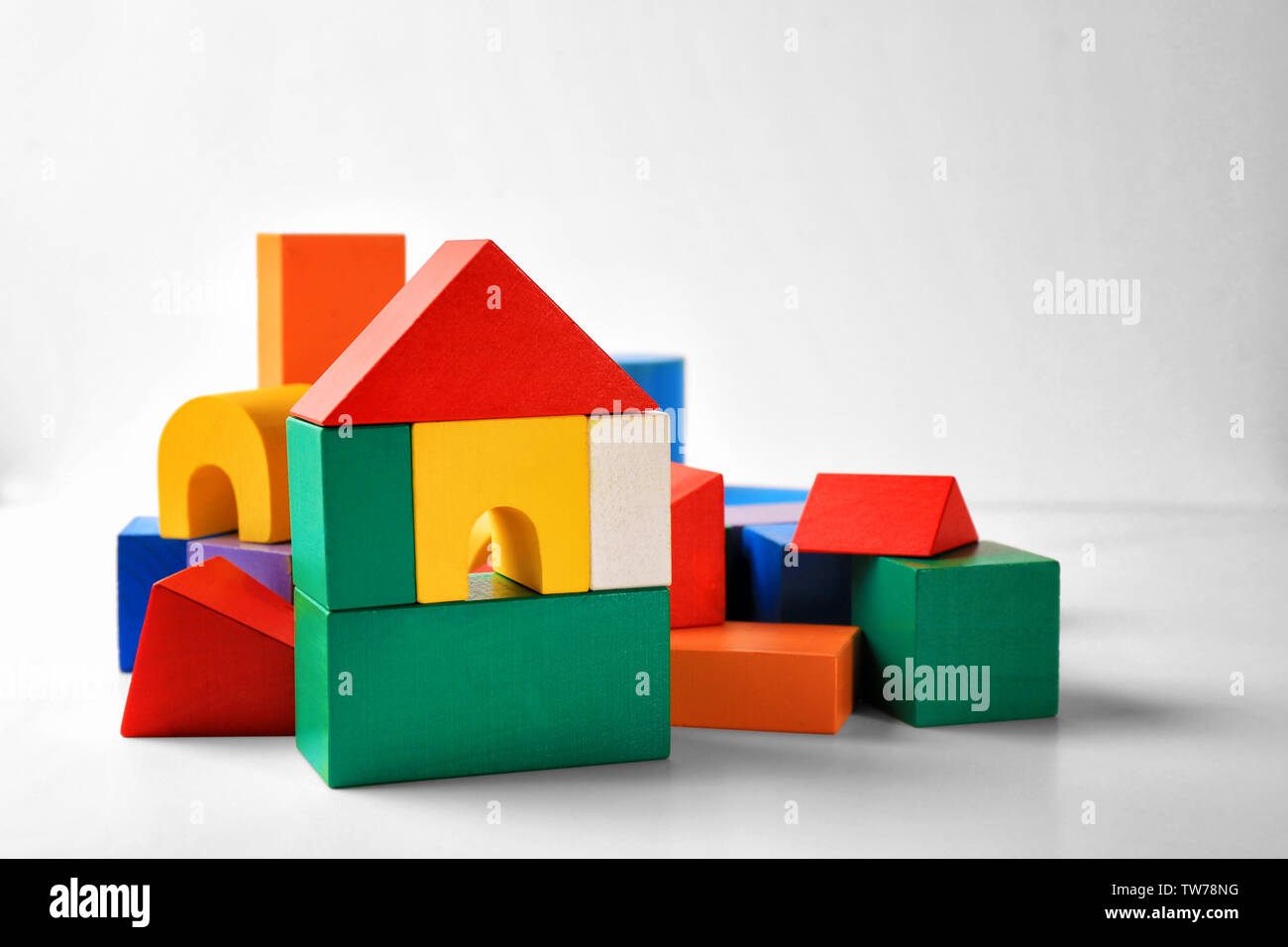 Colorful blocks for kindergarten on white background Stock Photo - Alamy