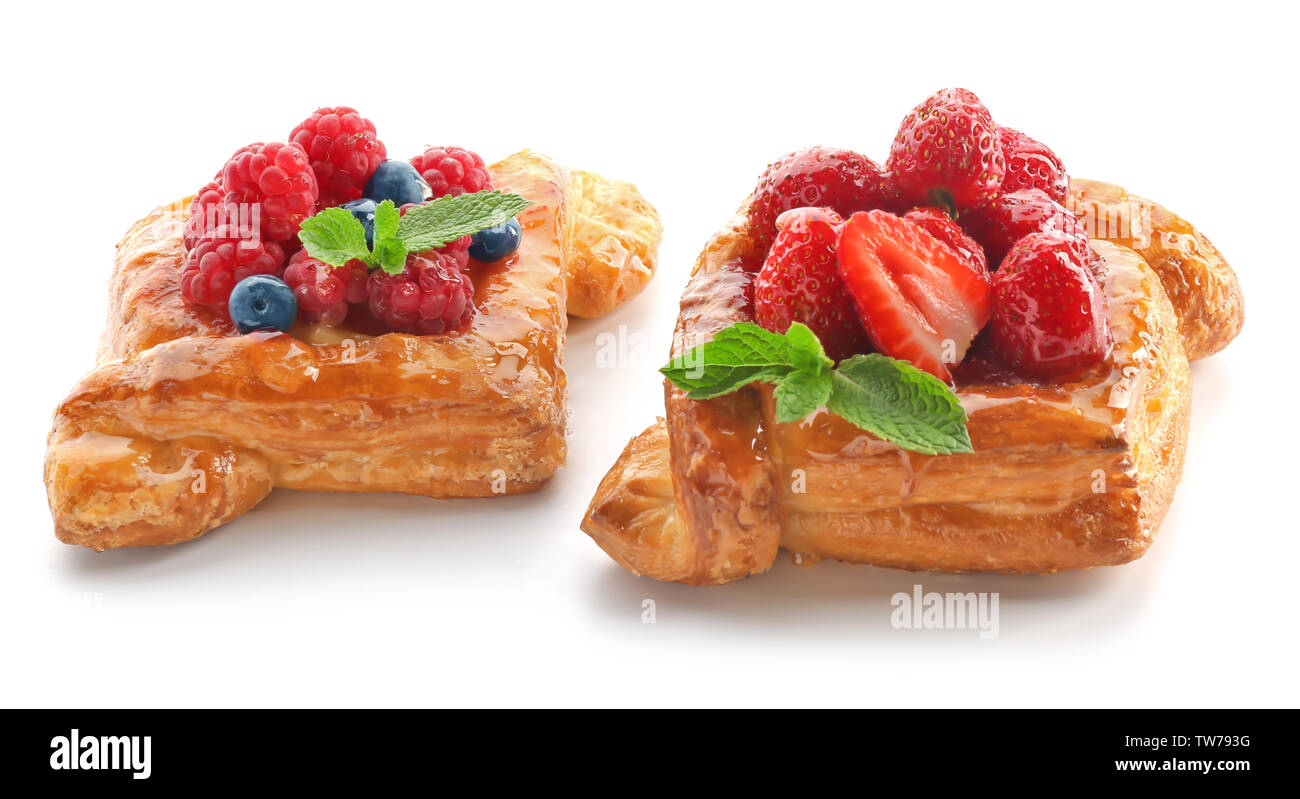 Delicious pastry on white background Stock Photo - Alamy