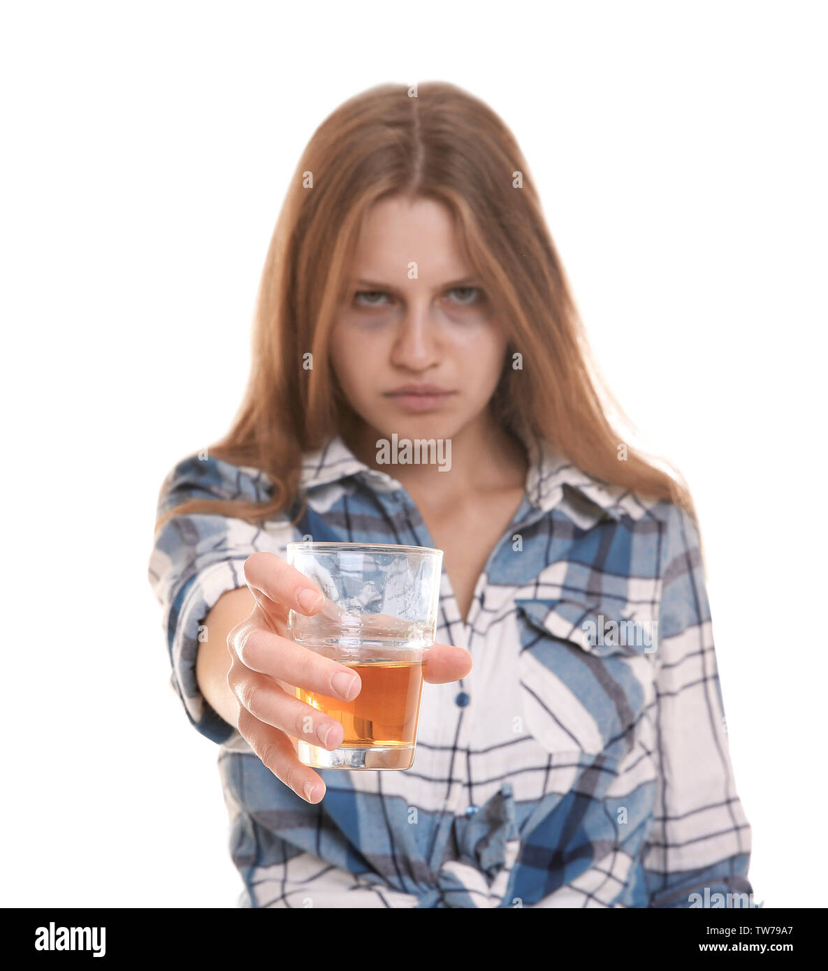 Woman drinking whisky glass hi-res stock photography and images - Alamy