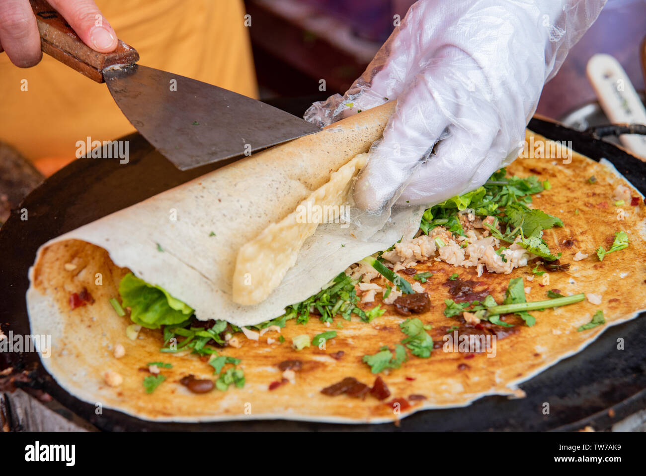 The cooking of delicious soy cakes Stock Photo - Alamy