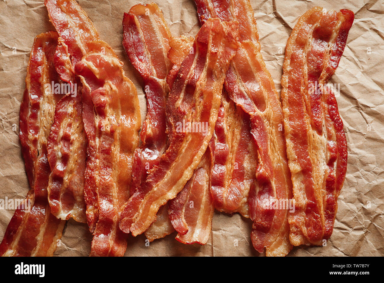 Cooked bacon rashers on parchment Stock Photo - Alamy