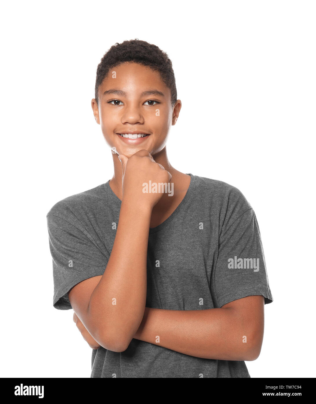 Charming African-American teenager on white background Stock Photo - Alamy Charming African-American teenager on white background Stock Photo - Alamy