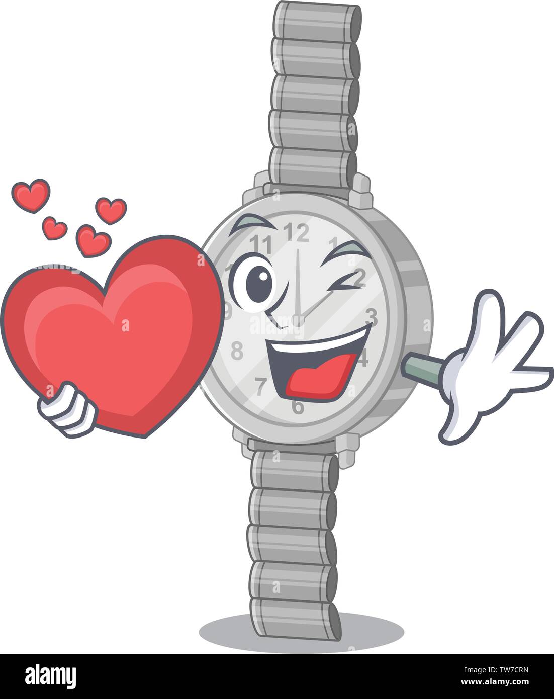 With heart wristwatch isolated with in the mascot Stock Vector Image ...