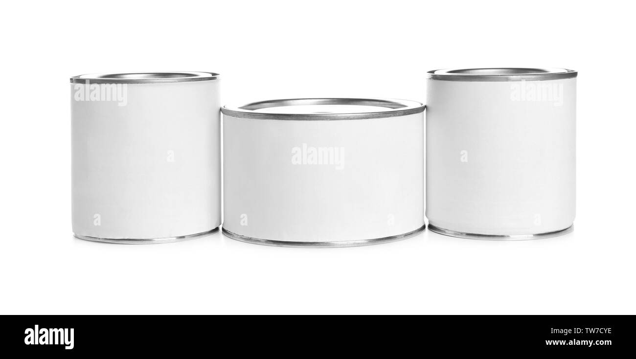 Paint cans, isolated on white Stock Photo - Alamy