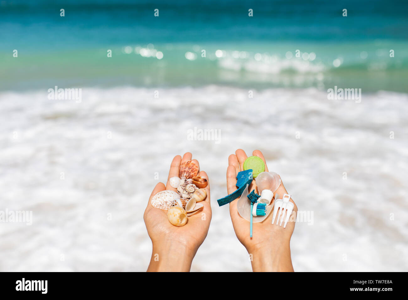 Concept of choice: save nature or continue to use disposable plastic ...
