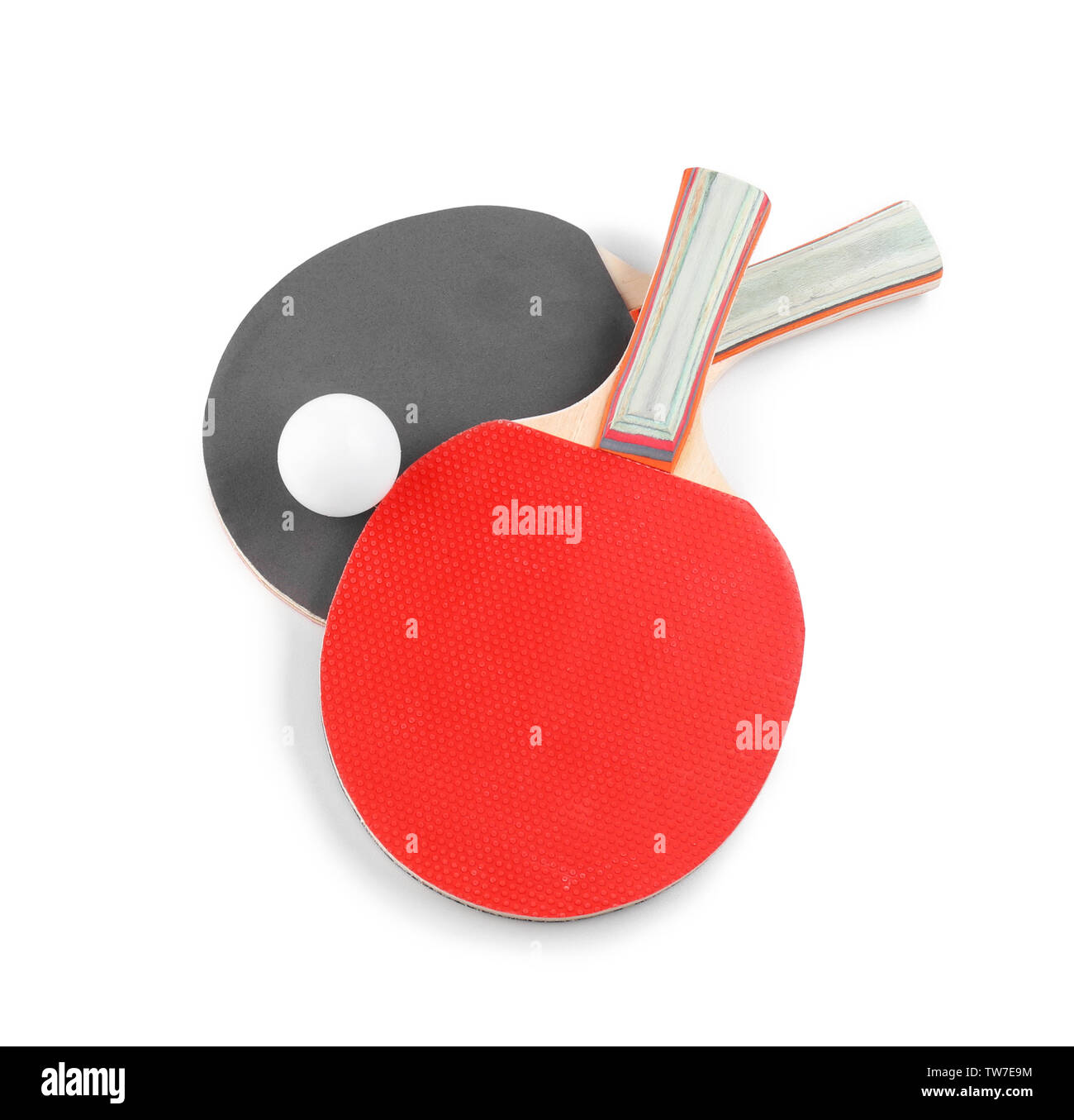 Ping pong rackets and ball, isolated on white Stock Photo - Alamy