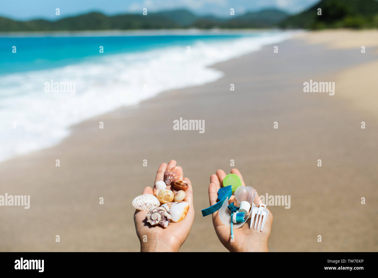 Concept of choice: save nature or continue to use disposable plastic ...