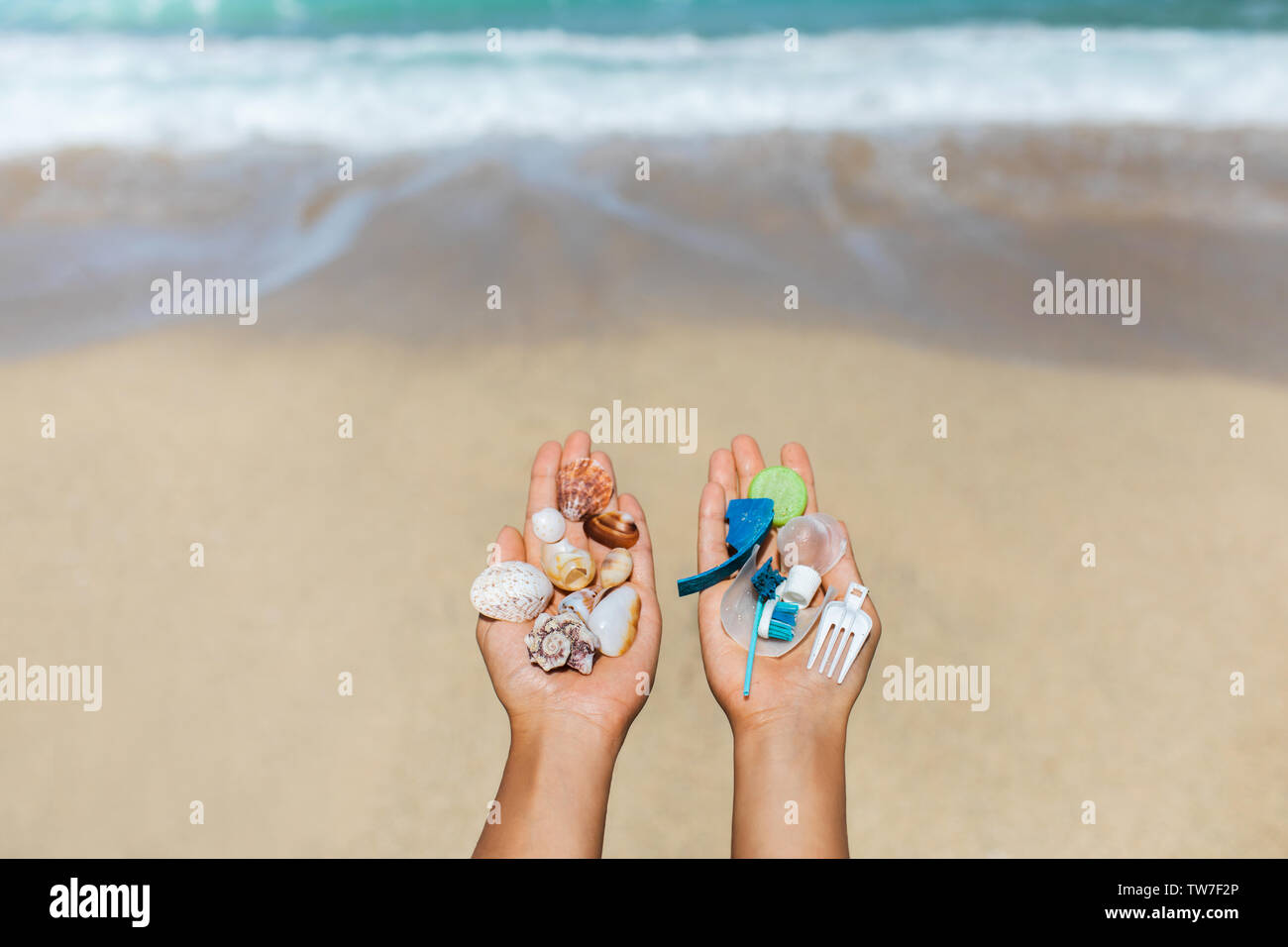 Concept of choice: save nature or continue to use disposable plastic ...