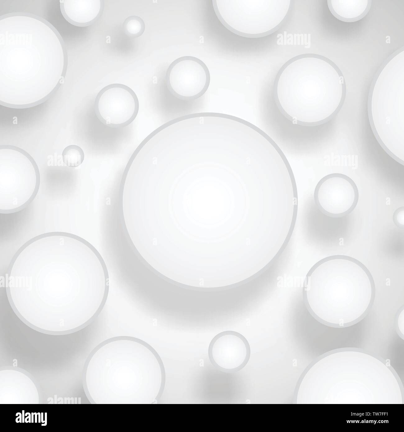 White circle paper cut style with drop shadows on white background ...
