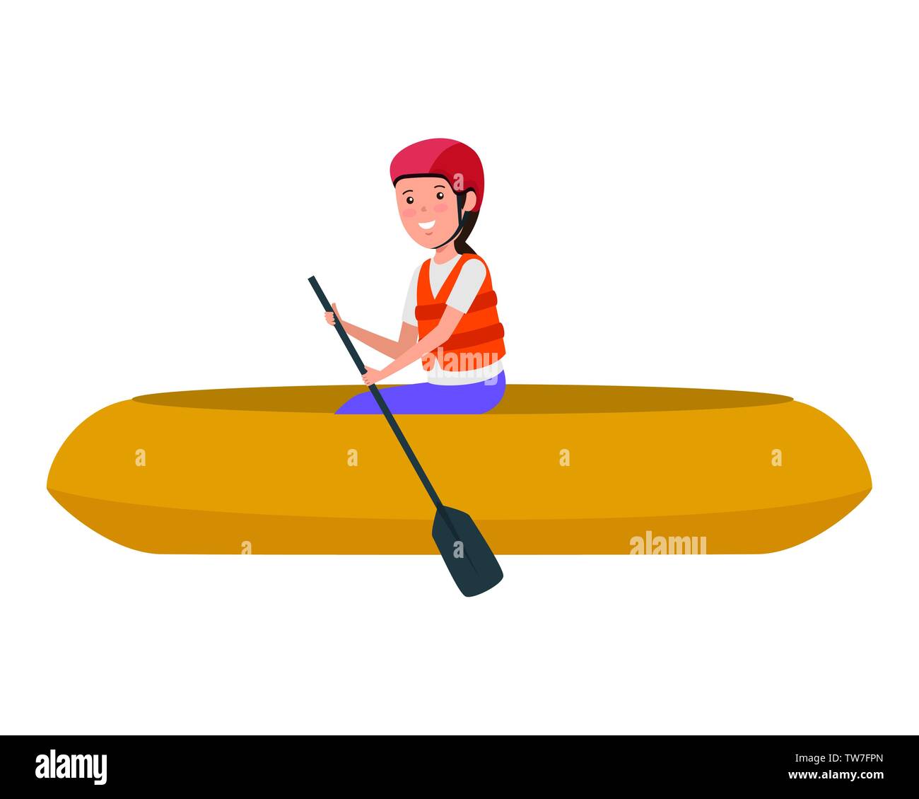 happy athletic girl in kayak character Stock Vector Image & Art - Alamy