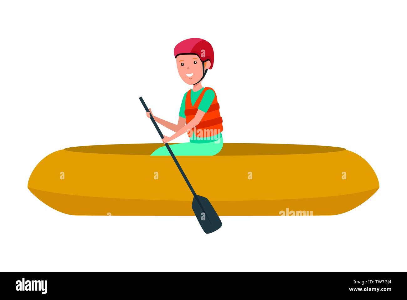happy athletic boy in kayak character Stock Vector Image & Art - Alamy