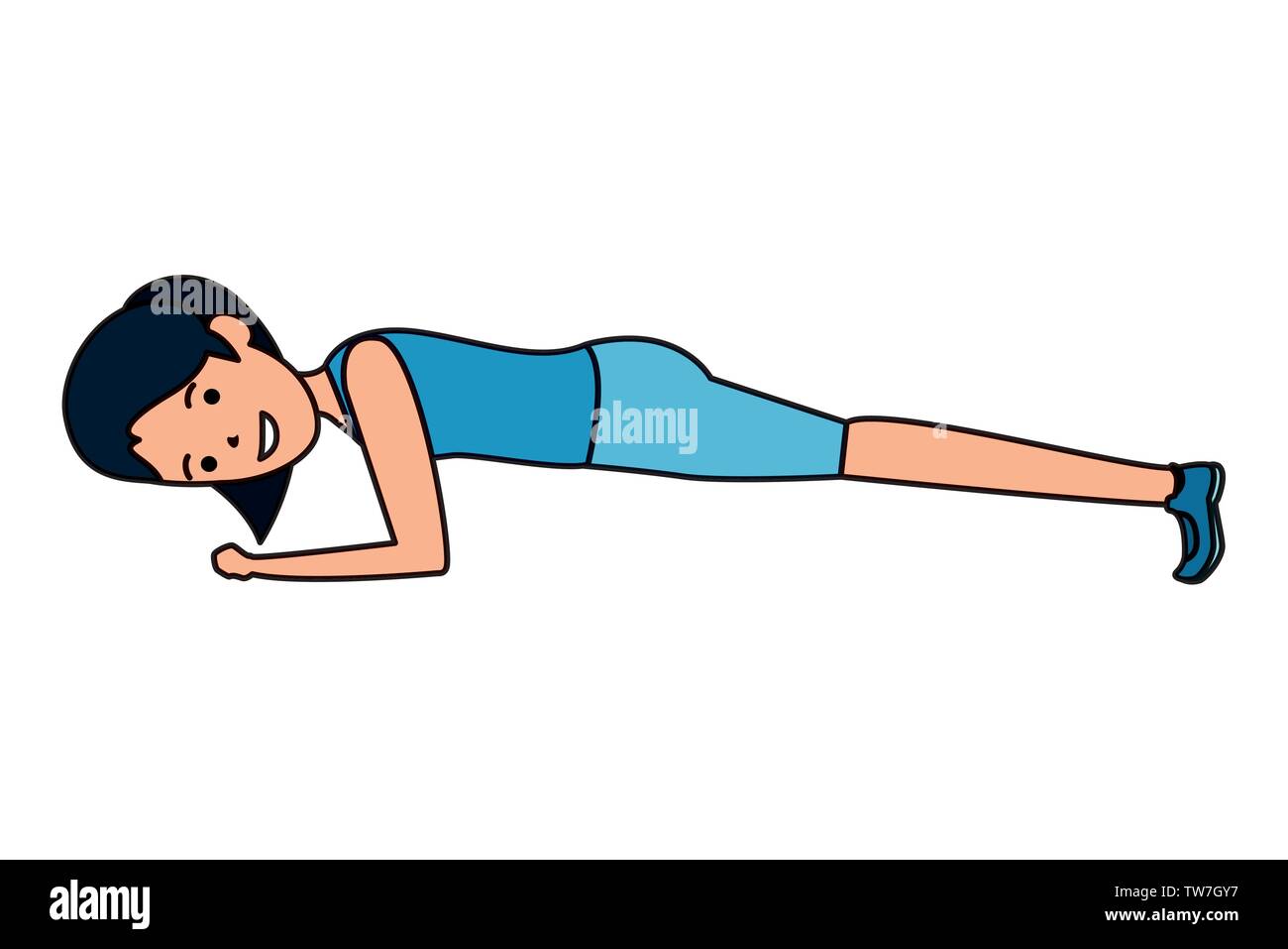 Exercise push ups woman illustration Stock Vector Images - Alamy