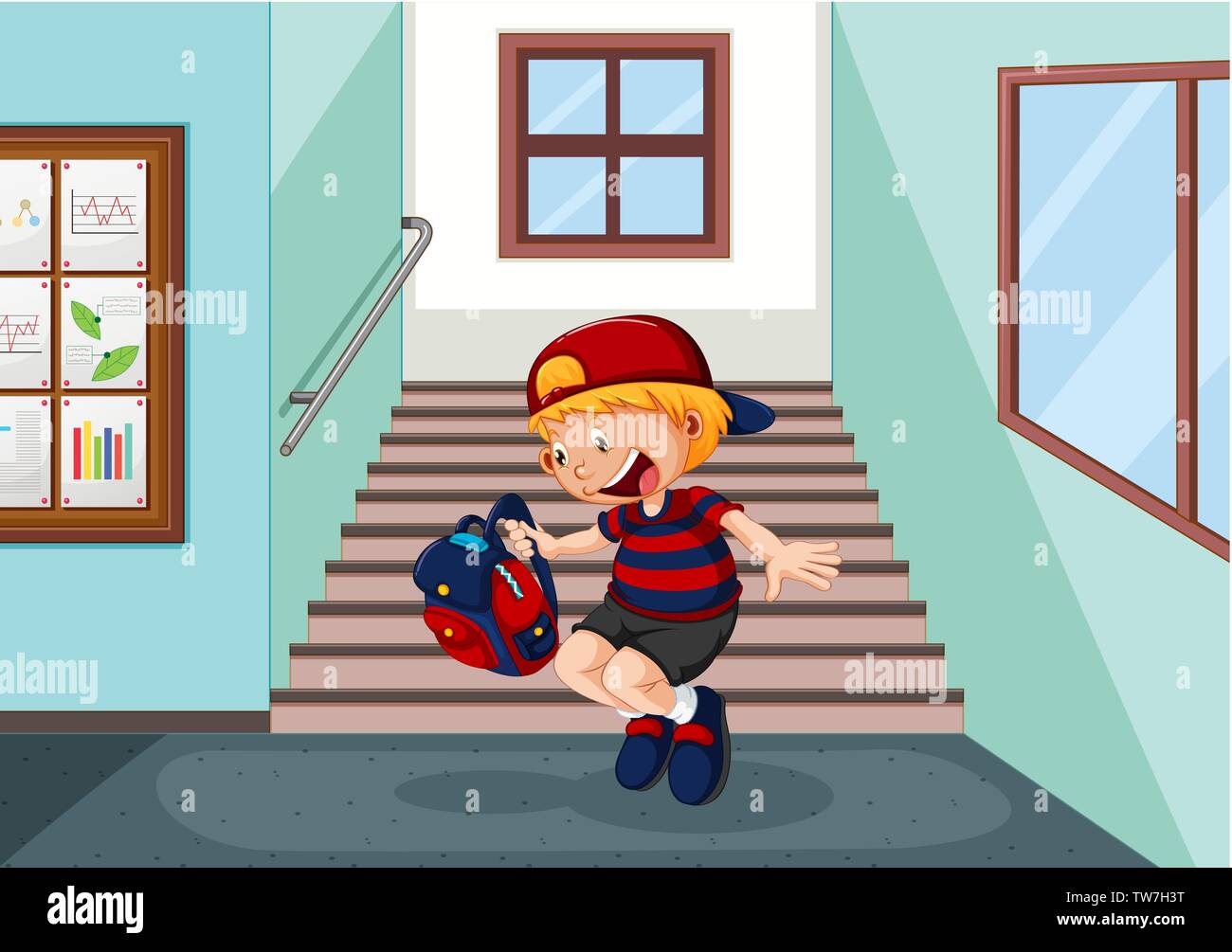 Bot at school hallway illustration Stock Vector Image & Art - Alamy