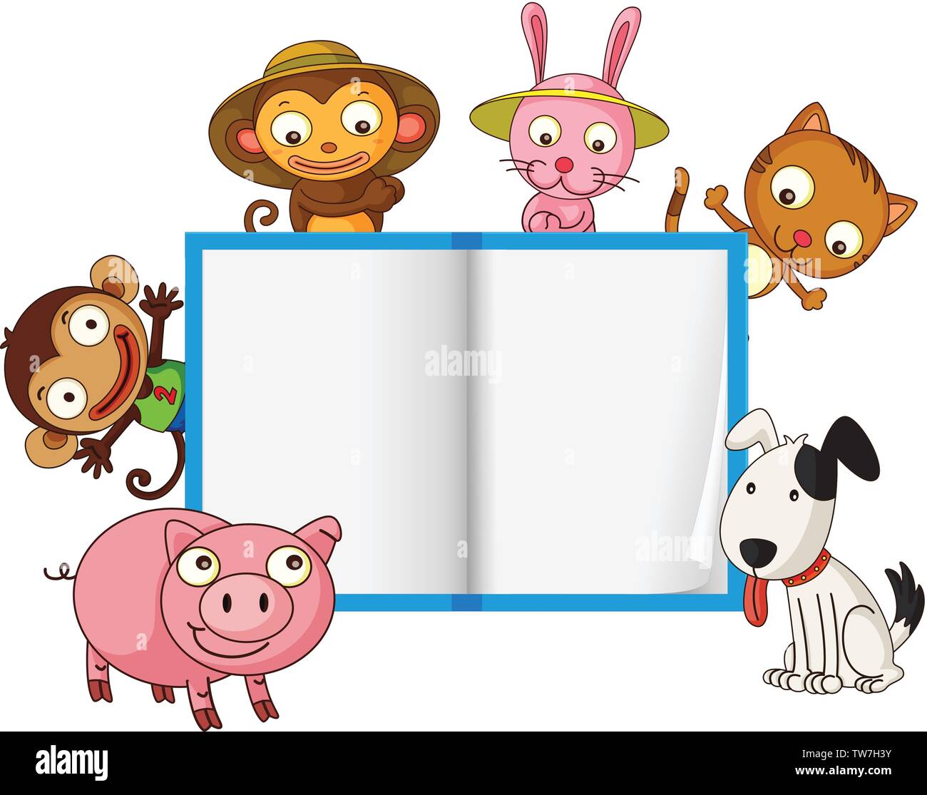 Cute animal on note template illustration Stock Vector Image & Art - Alamy