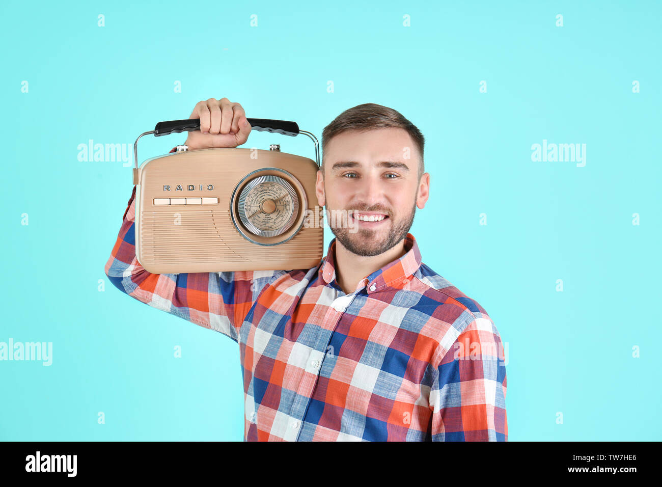 Broadcast Radio Man Listening Radio High Resolution Stock Photography ...