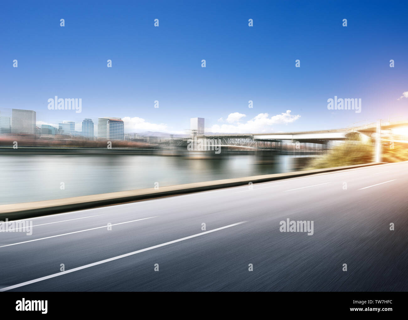 road,water,cityscape and skyline in portland Stock Photo - Alamy