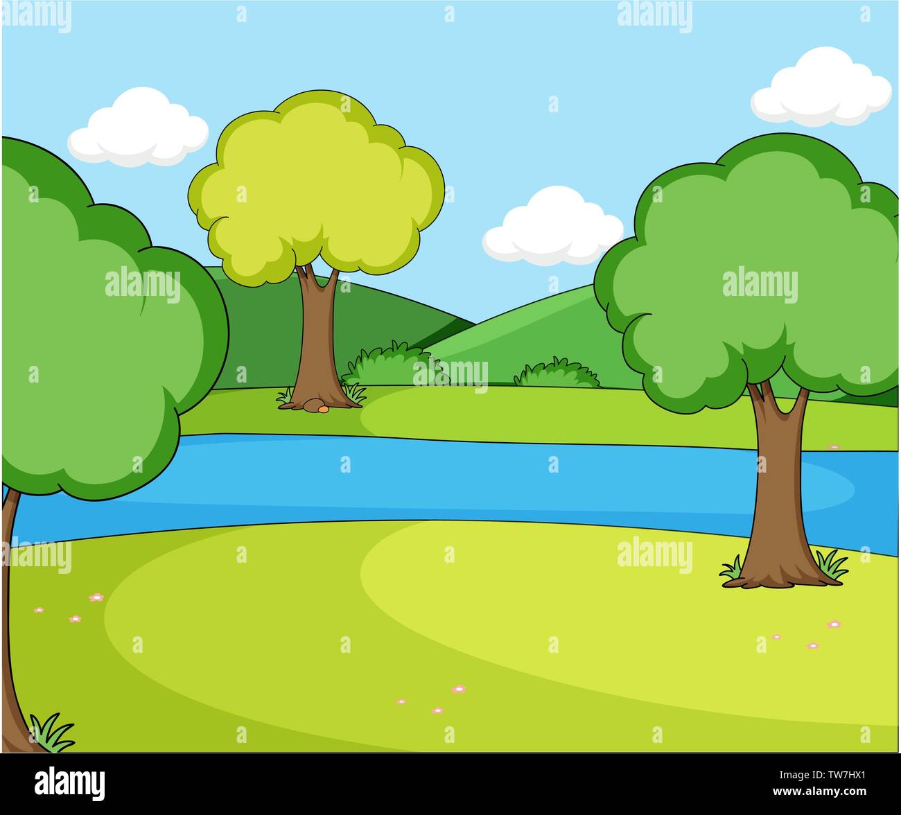Simple flat nature landscape illustration Stock Vector Image & Art - Alamy